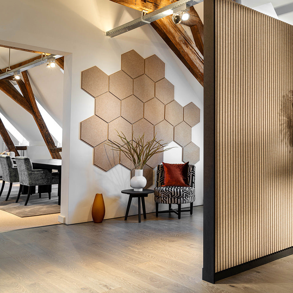 PANOU ACUSTIC DIN FETRU | HEXAGON - Dune – placari-pereti.ro