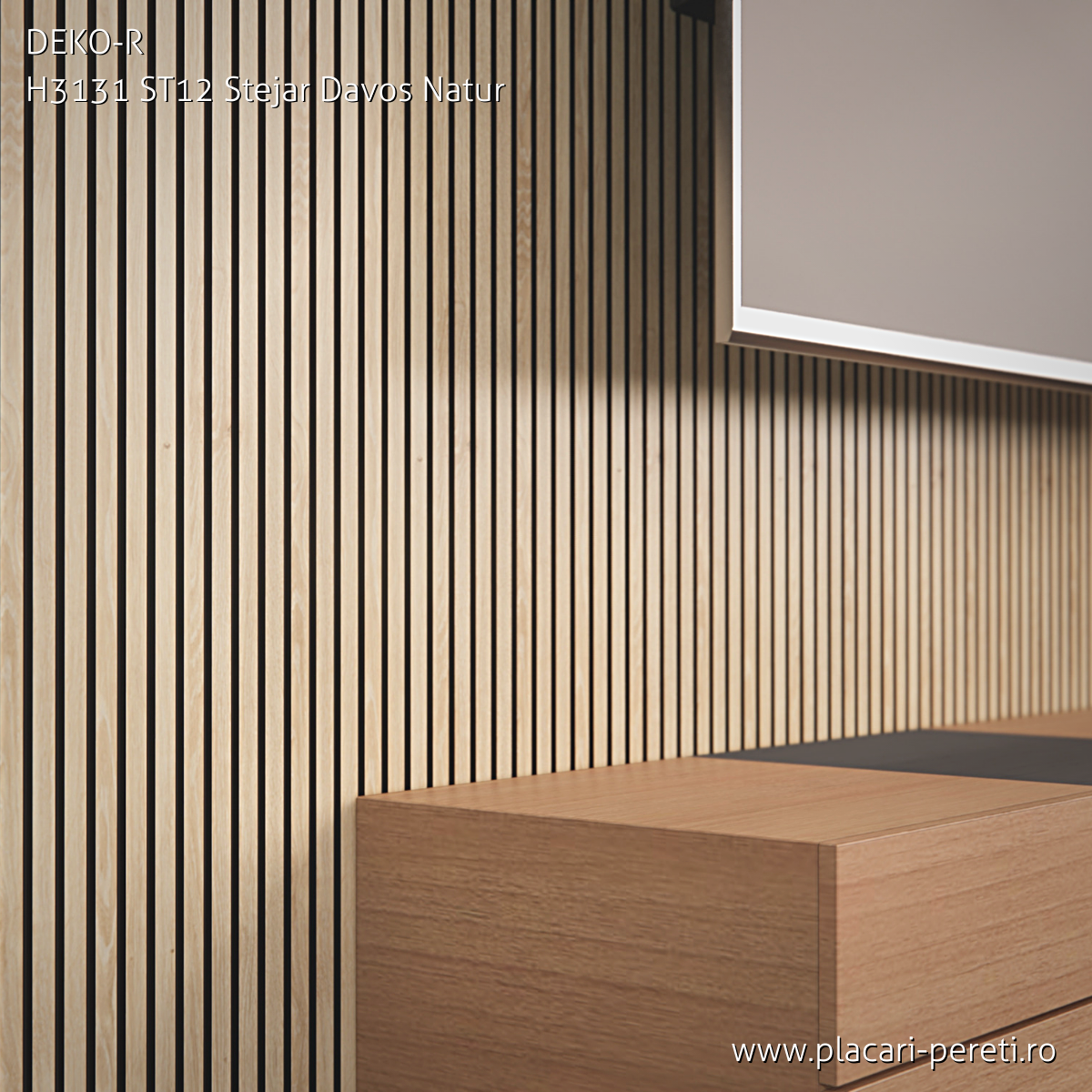 DEKO-R | Panou riflat 279x30cm | Stejar Davos natur – placari-pereti.ro